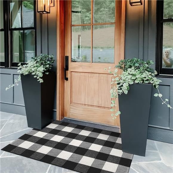 Accents | Buffalo Plaid Outdoor Rug Runner Doormat 24 X 51 Blackwhite ...